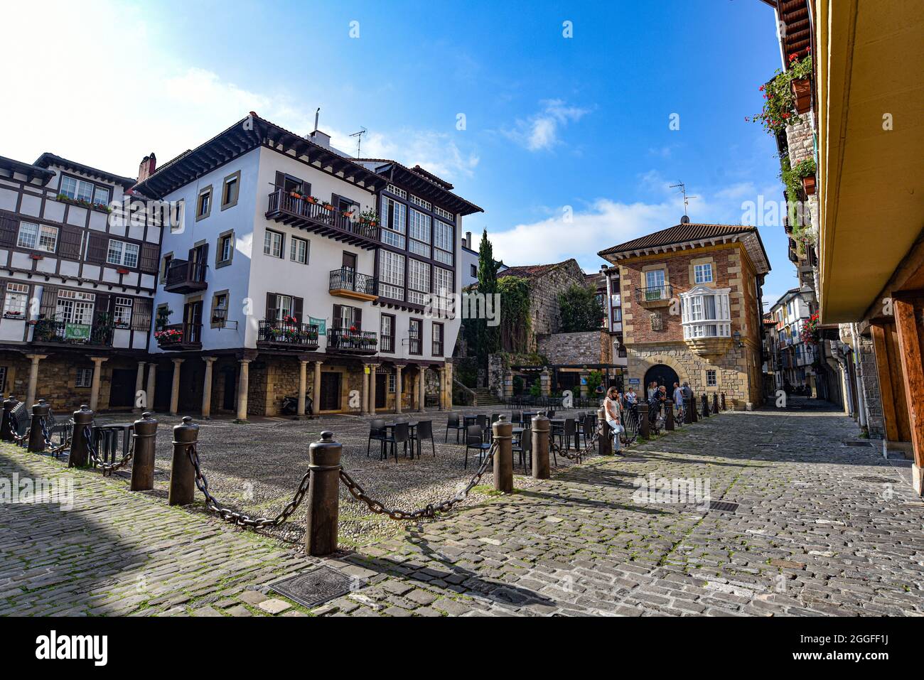 Hondarribia, Spain - 29 Aug 2021: Traditional Basque houses in the ...