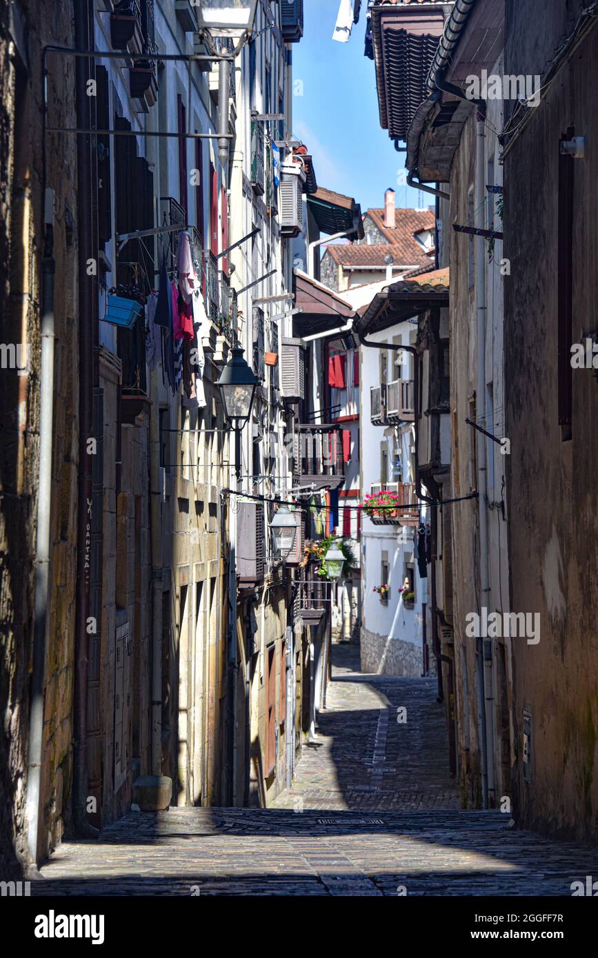 Hondarribia, Spain - 29 Aug 2021: Traditional Basque houses in the ...