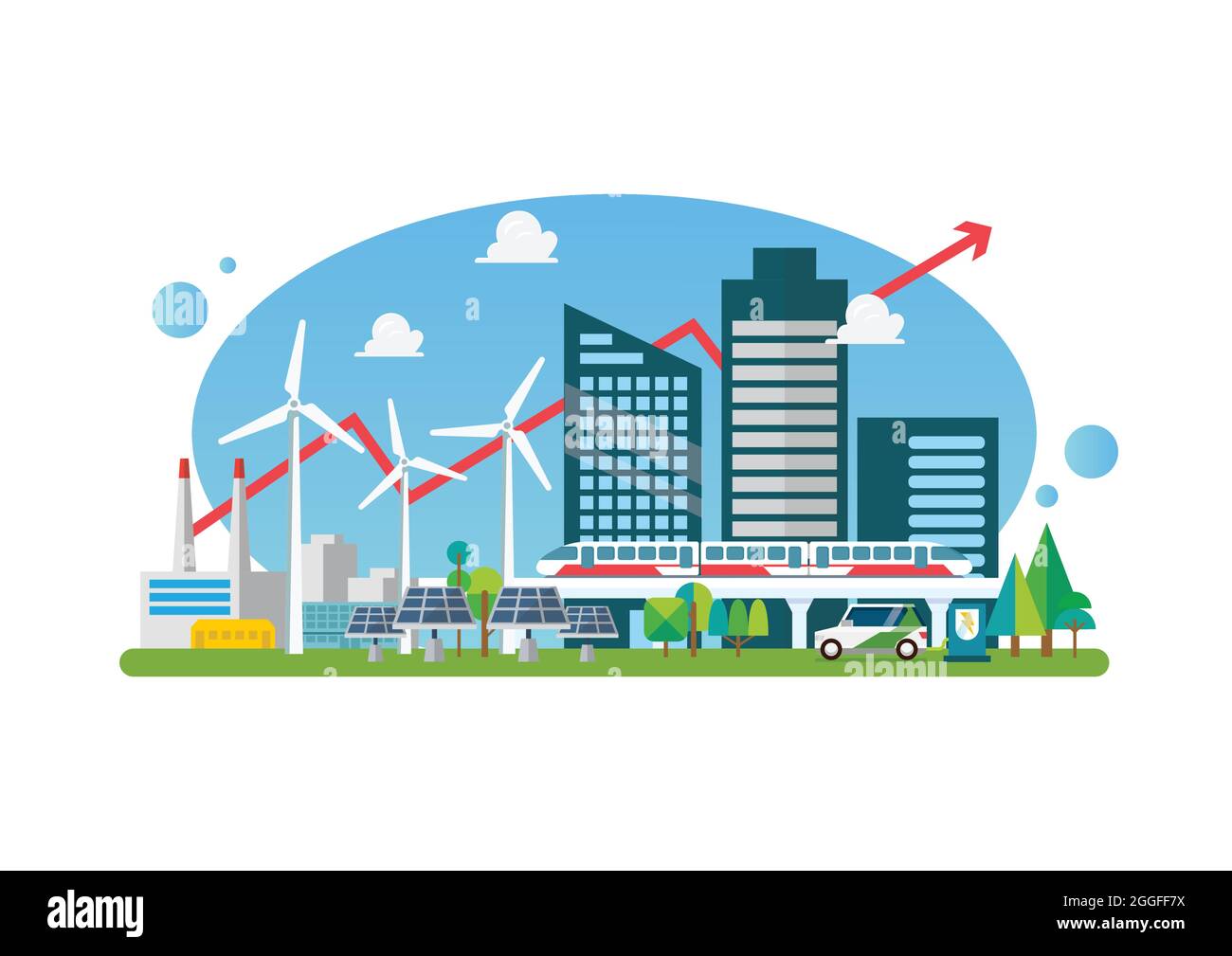 Eco sustainable city. Flat style vector illustration Stock Vector Image ...
