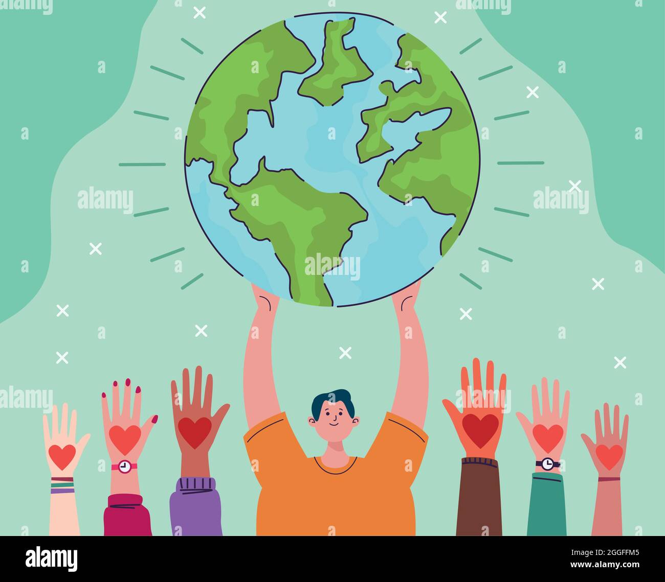 ecologists lifting earth Stock Vector Image & Art - Alamy