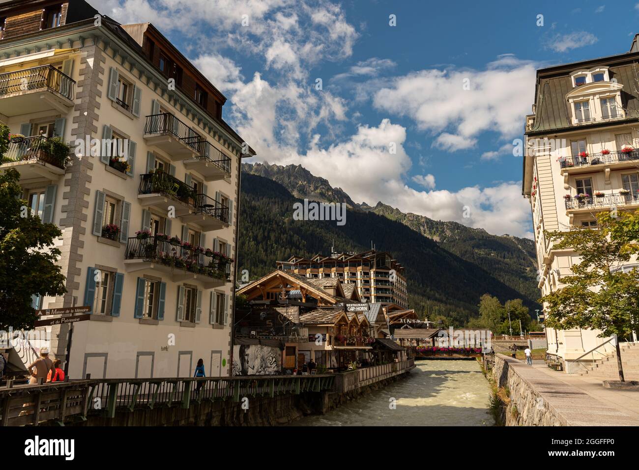 Chamonix Mont Blanc. Summer panorama Stock Photo - Alamy