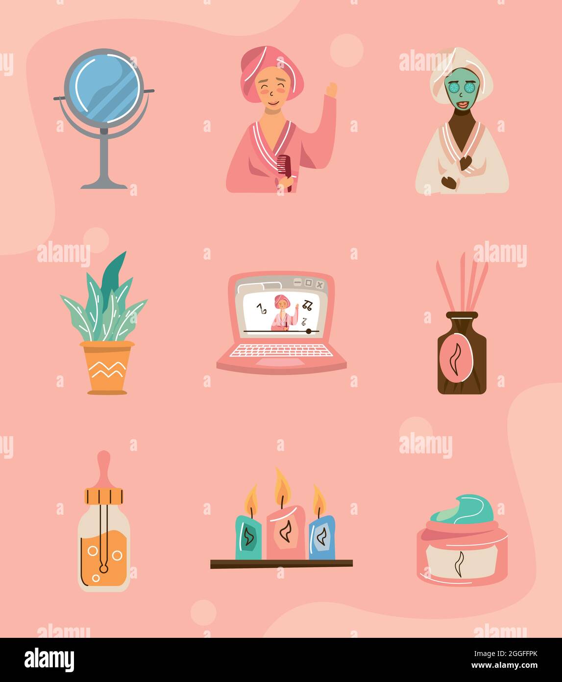 Beautiful girl laptop home Stock Vector Images - Alamy