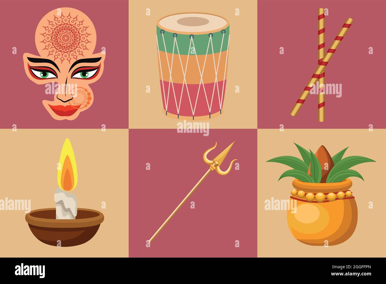 six happy navratri icons Stock Vector Image & Art - Alamy