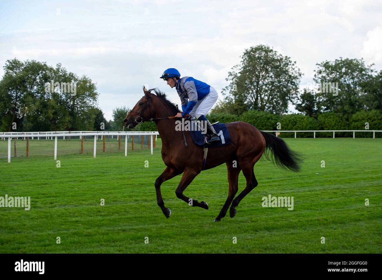 Windsor, Berkshire, UK. 28th August, 2021. Jockey Harry Burns on horse ...