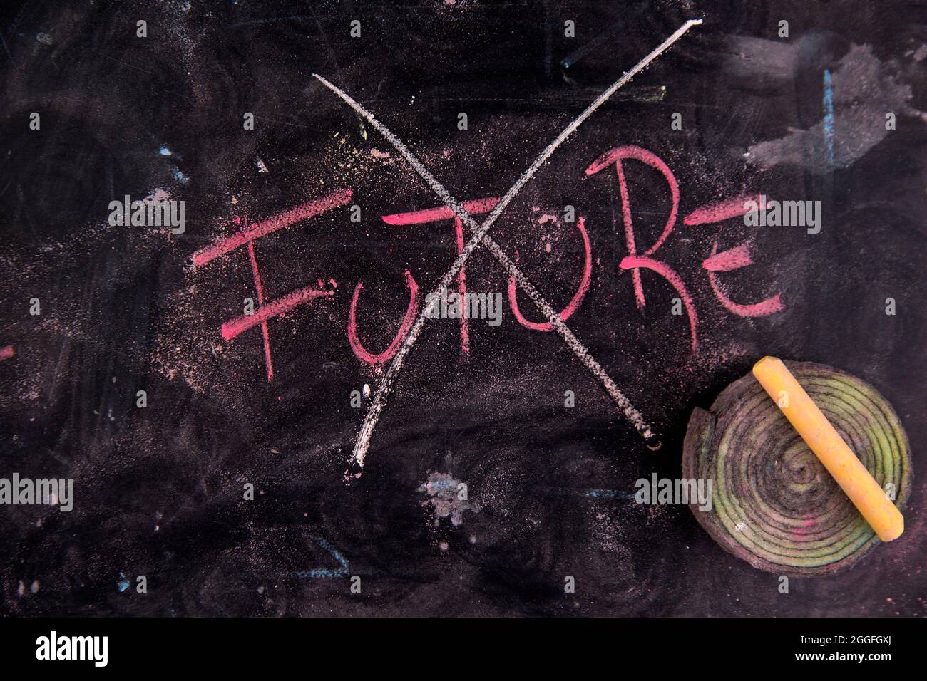 Graphical representation of the concept of the future with chalk and ...
