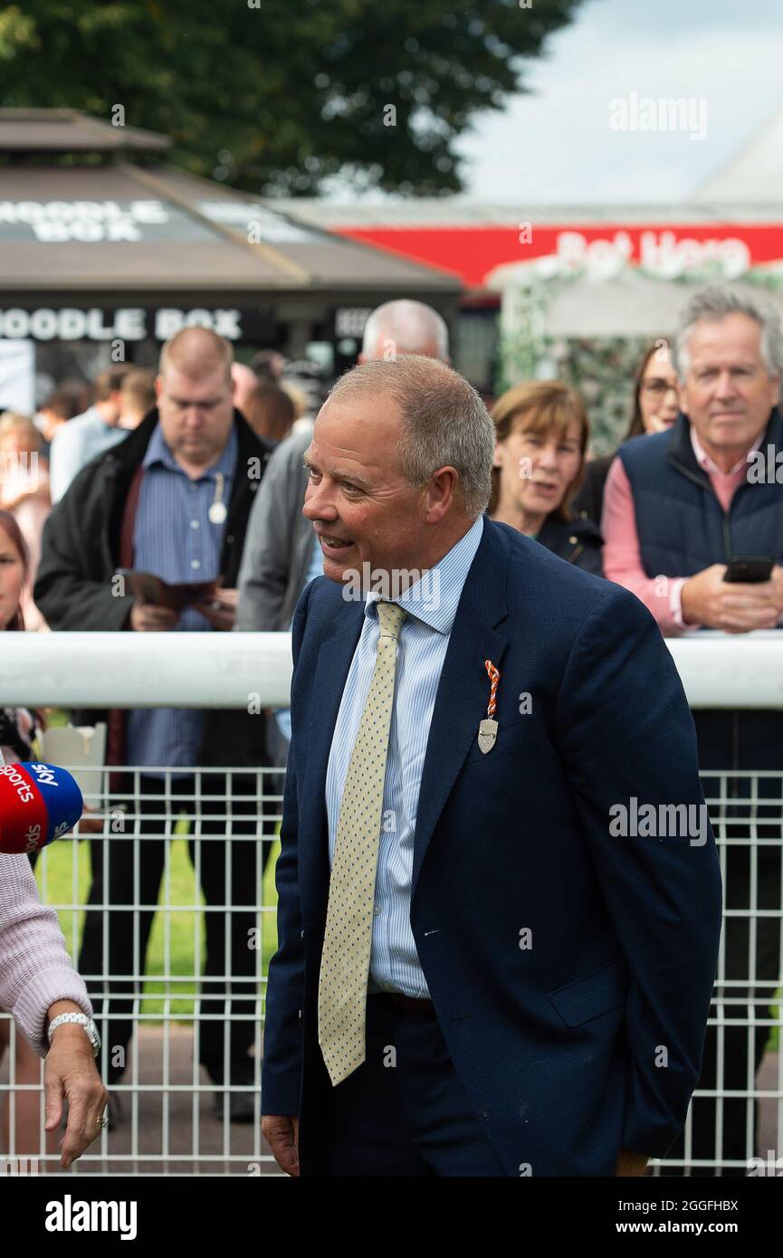 Windsor, Berkshire, UK. 28th August, 2021. Trainer Clive Cox ...