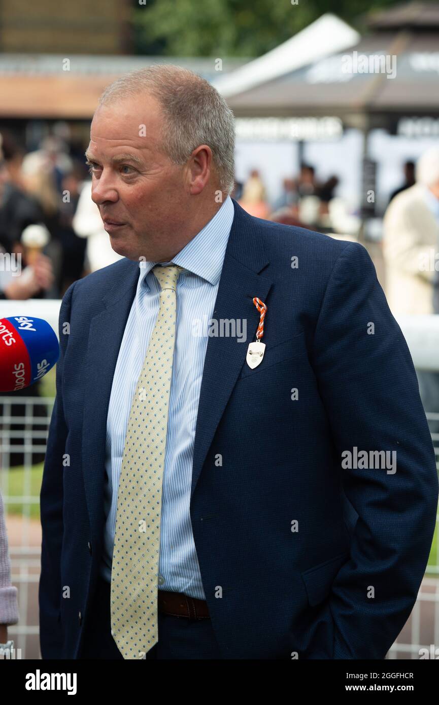 Windsor, Berkshire, UK. 28th August, 2021. Trainer Clive Cox ...