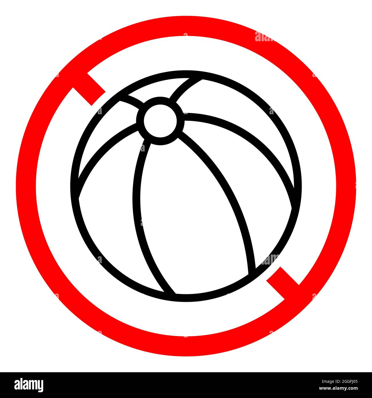 Beach ball ban icon. No play game sign. Games is prohibited. Stop or ...