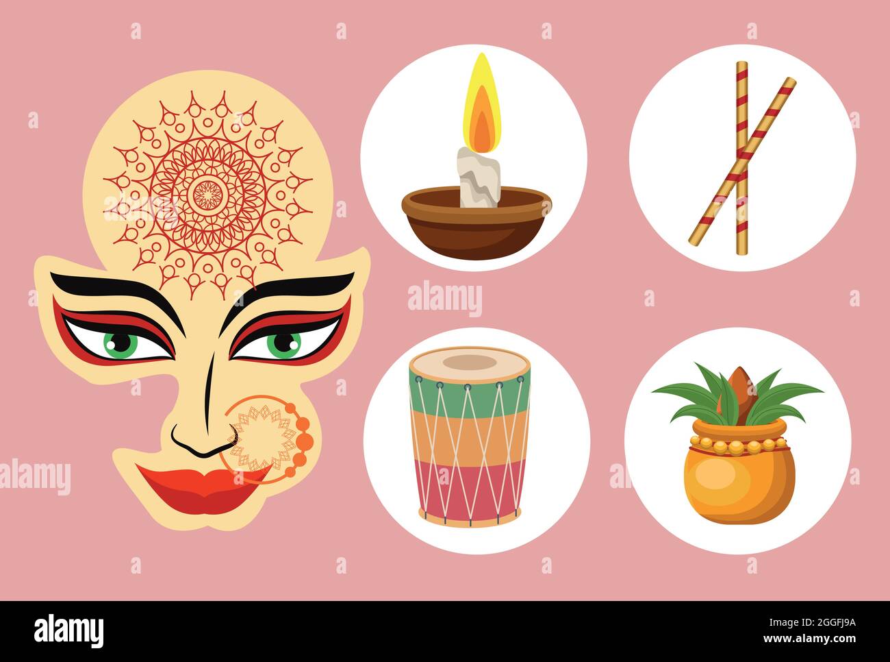 five happy navratri icons Stock Vector Image & Art - Alamy