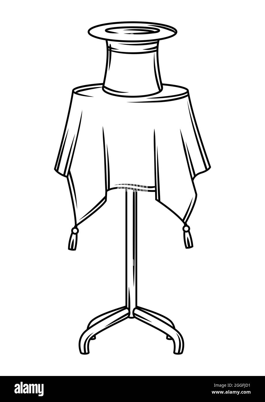 Magician table with cylinder. Trick or magic illustration Stock Vector ...