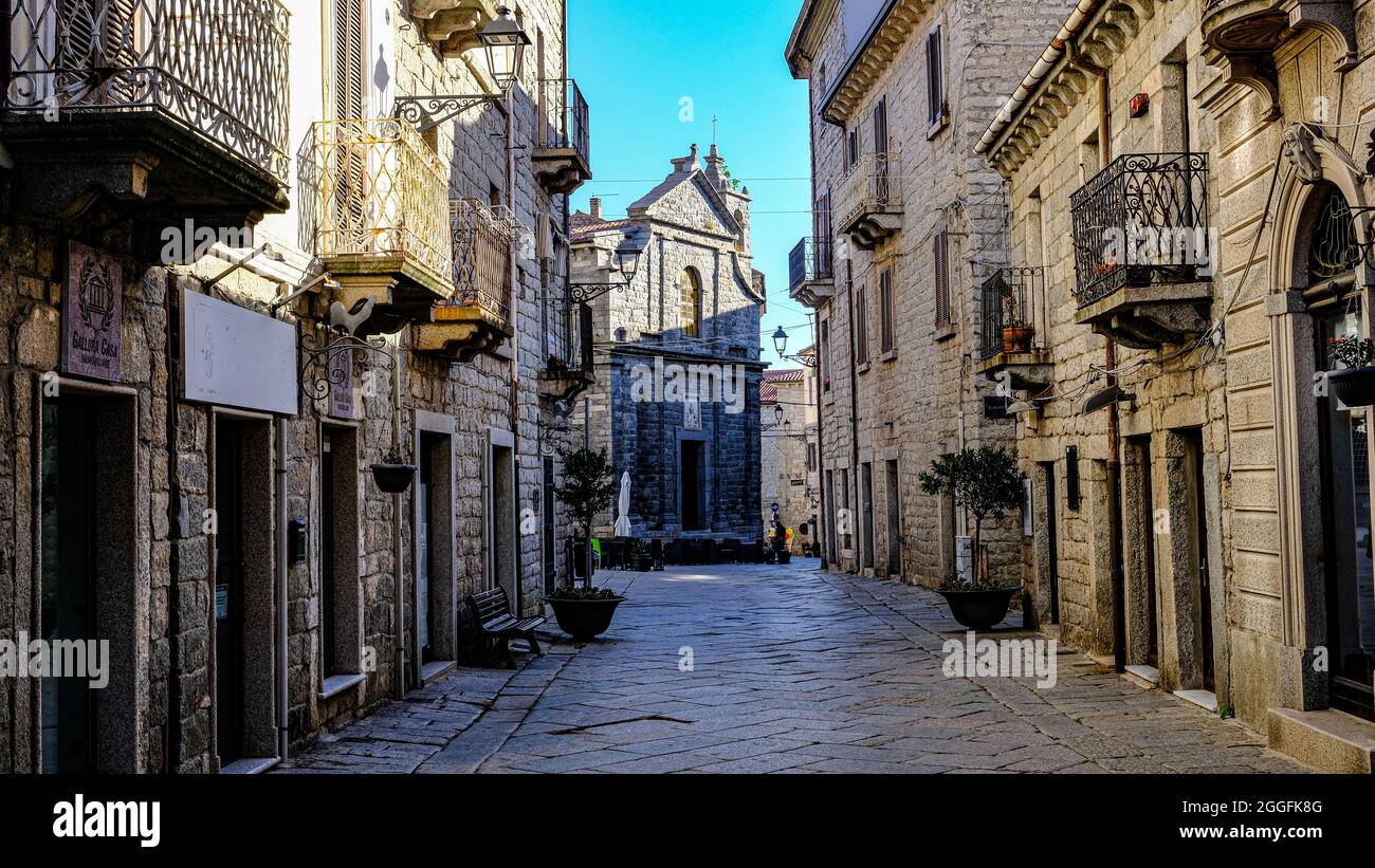 detail, streets and architecture of Tempio Pausania, Sardinia, Italy ...
