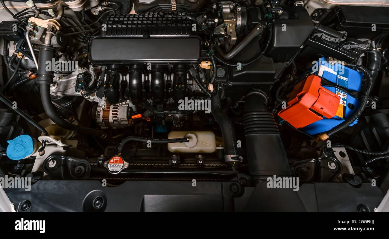 Close up detail of new car engine Stock Photo - Alamy