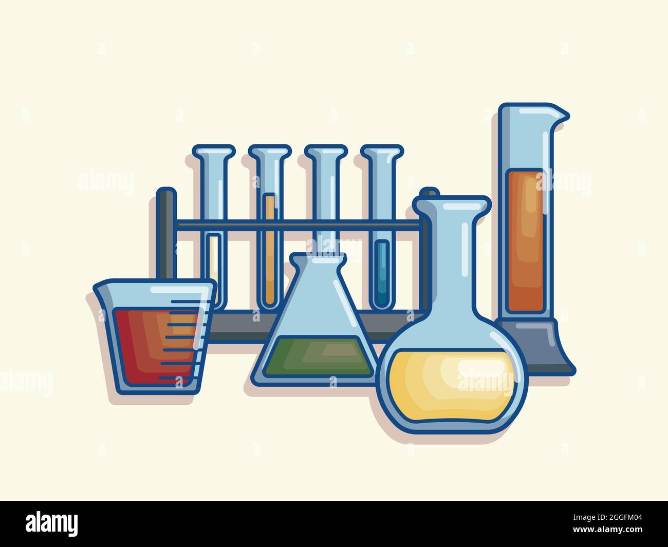 Set of flasks with liquid, vector illustration of chemistry Stock ...
