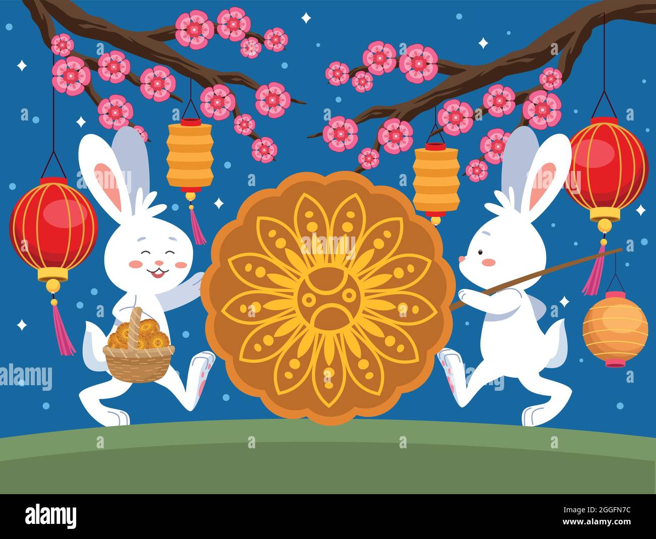 rabbits in mid autumn festival Stock Vector Image & Art - Alamy