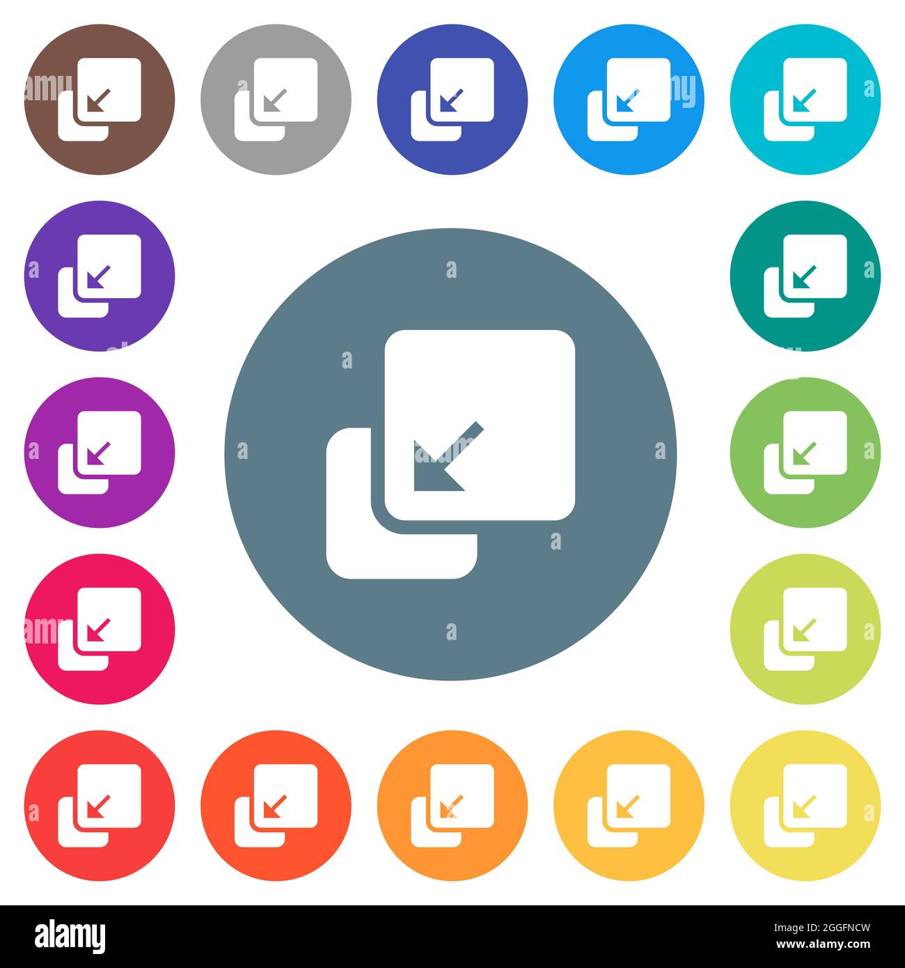 Collapse element solid flat white icons on round color backgrounds. 17 ...