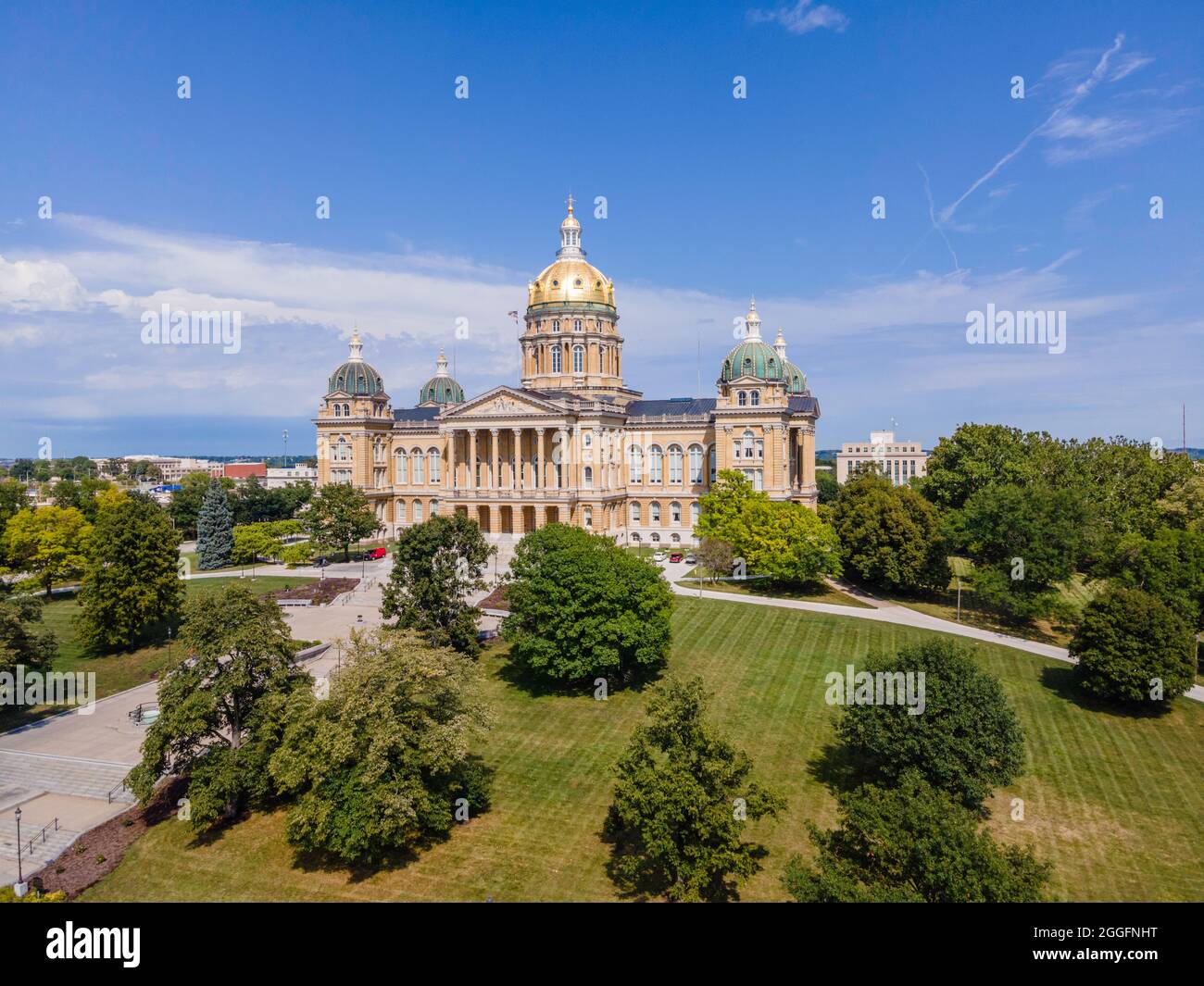 Aerial photograph of the beautiful and ornate gold-leaf covered dome of ...