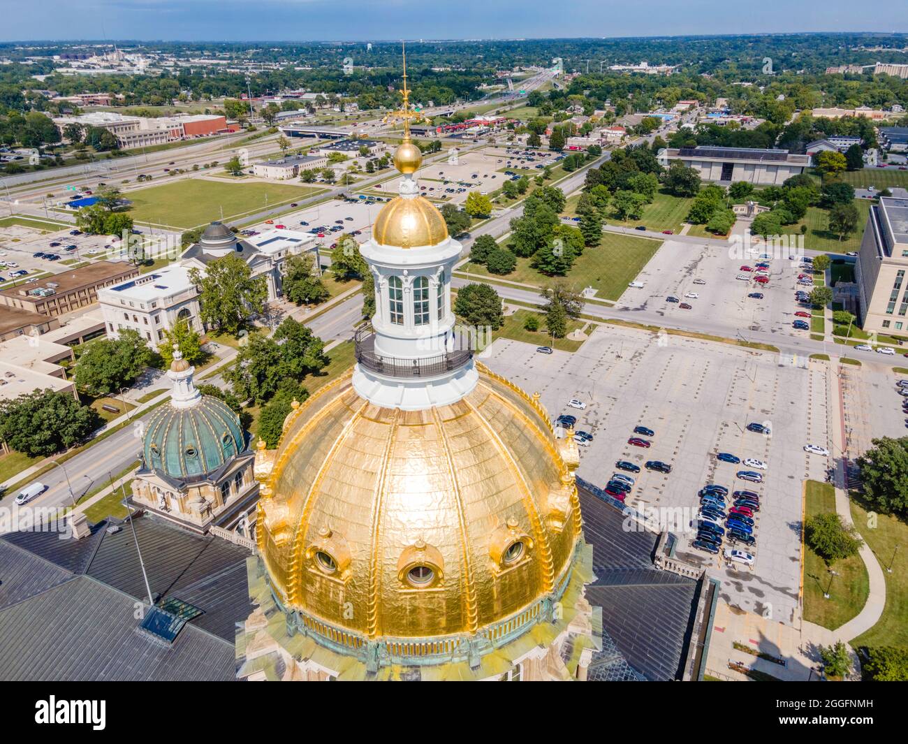 Aerial photograph of the beautiful and ornate gold-leaf covered dome of ...
