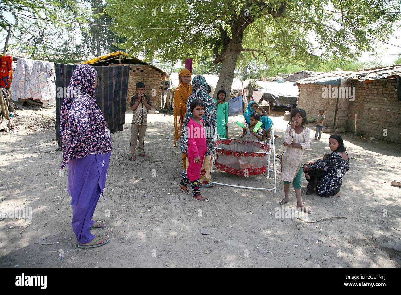 A general view of a slum area near Shakurbasti Railway station in New ...