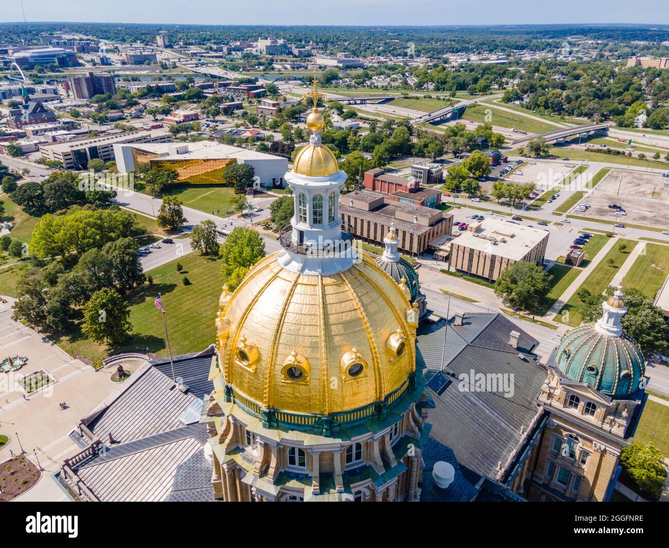 Aerial photograph of the beautiful and ornate gold-leaf covered dome of ...