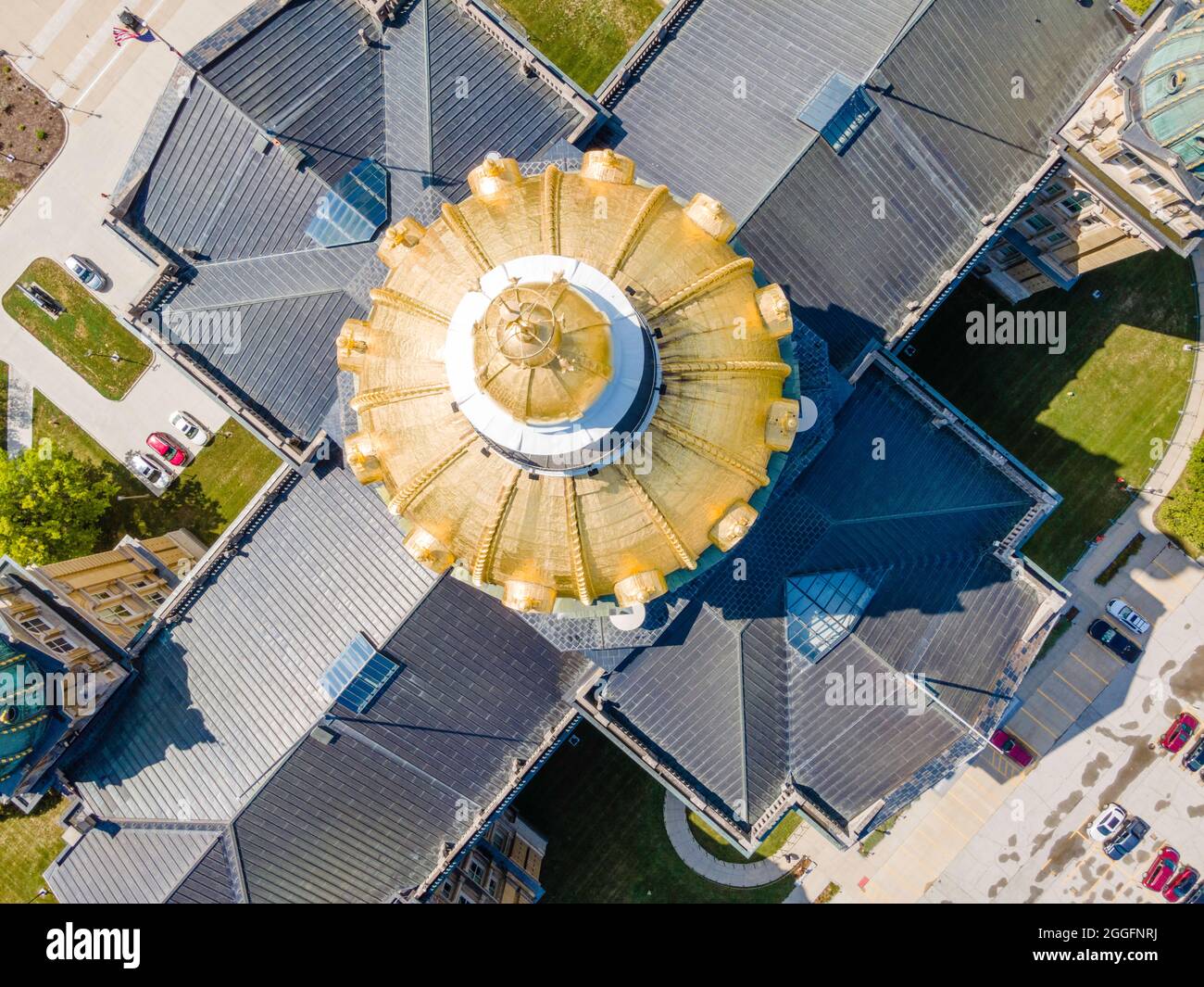 Aerial photograph of the beautiful and ornate gold-leaf covered dome of ...