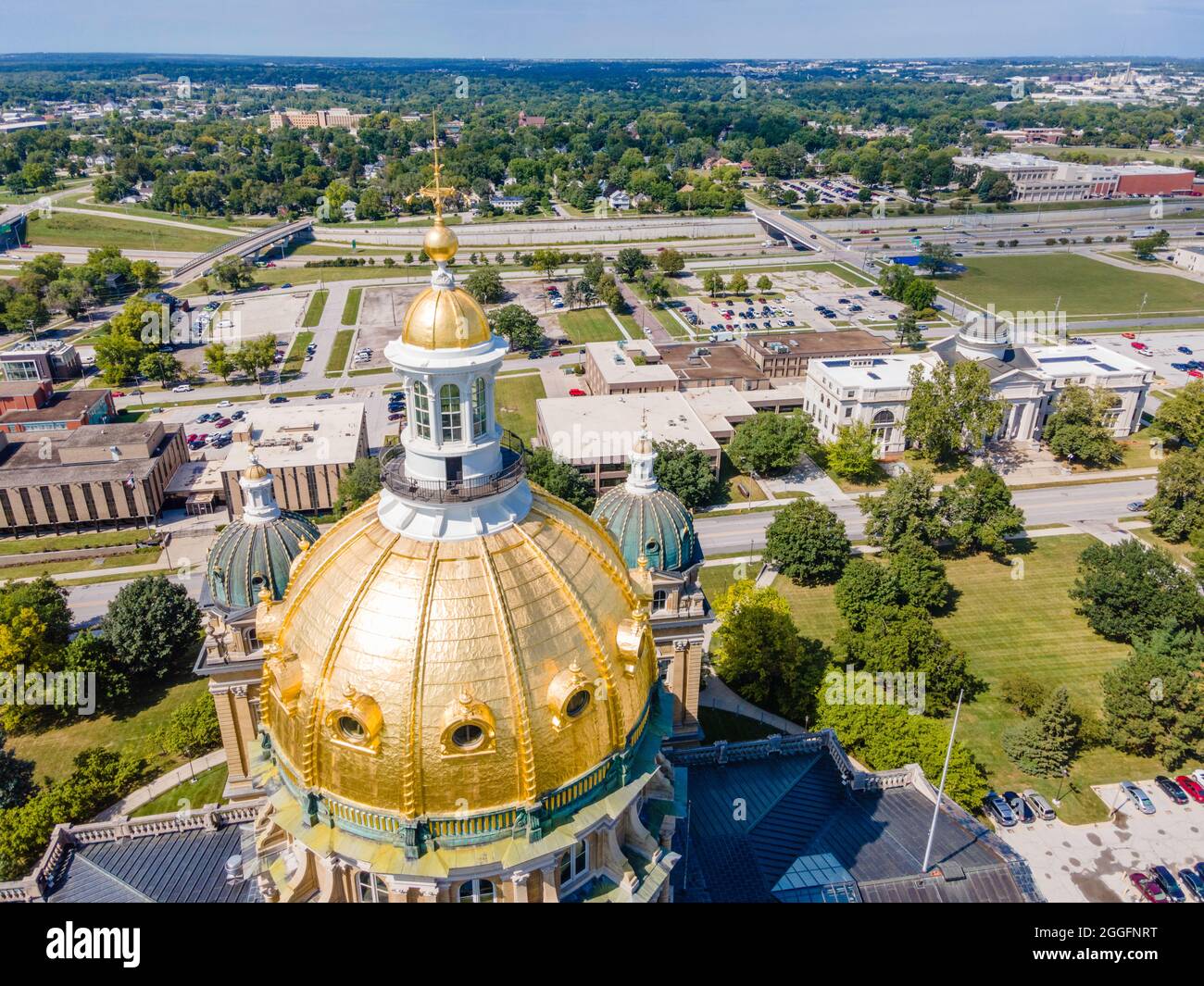 Aerial photograph of the beautiful and ornate gold-leaf covered dome of ...