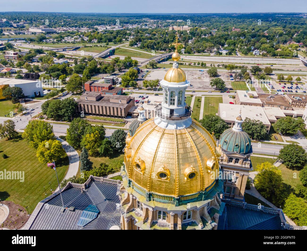 Aerial photograph of the beautiful and ornate gold-leaf covered dome of ...