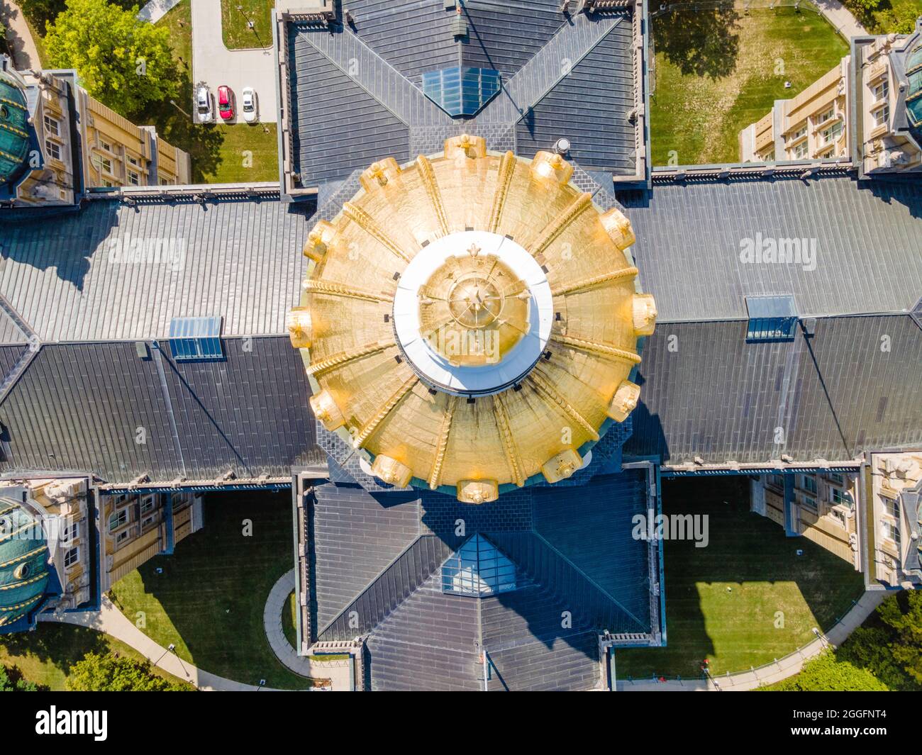 Aerial photograph of the beautiful and ornate gold-leaf covered dome of ...