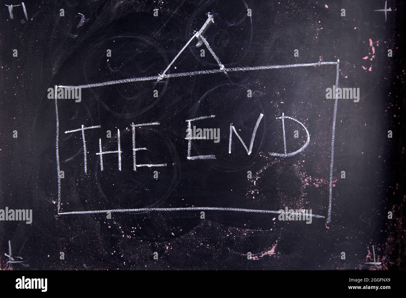 Graphical representation of the word, The End, written with chalk on ...