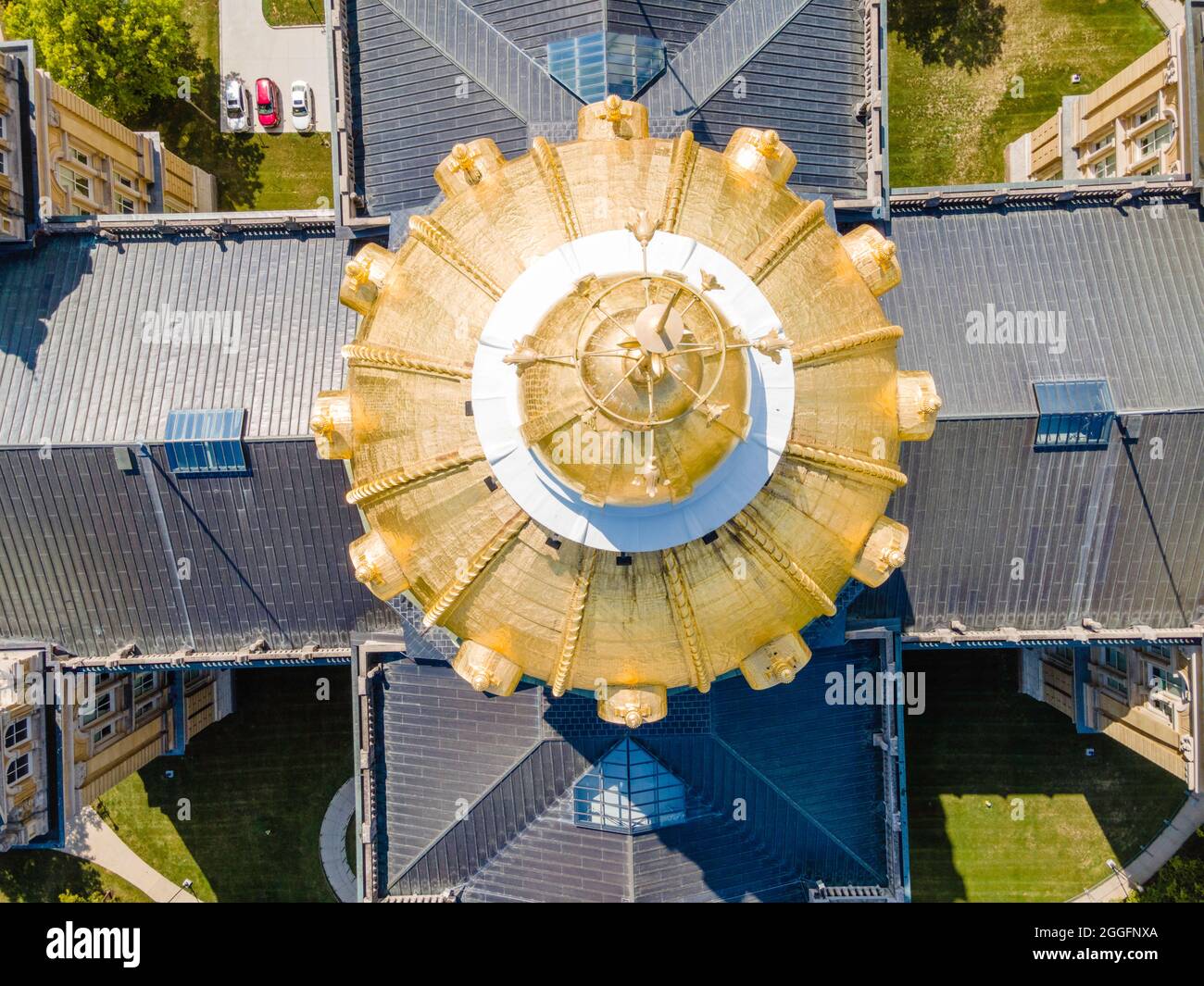 Aerial photograph of the beautiful and ornate gold-leaf covered dome of ...