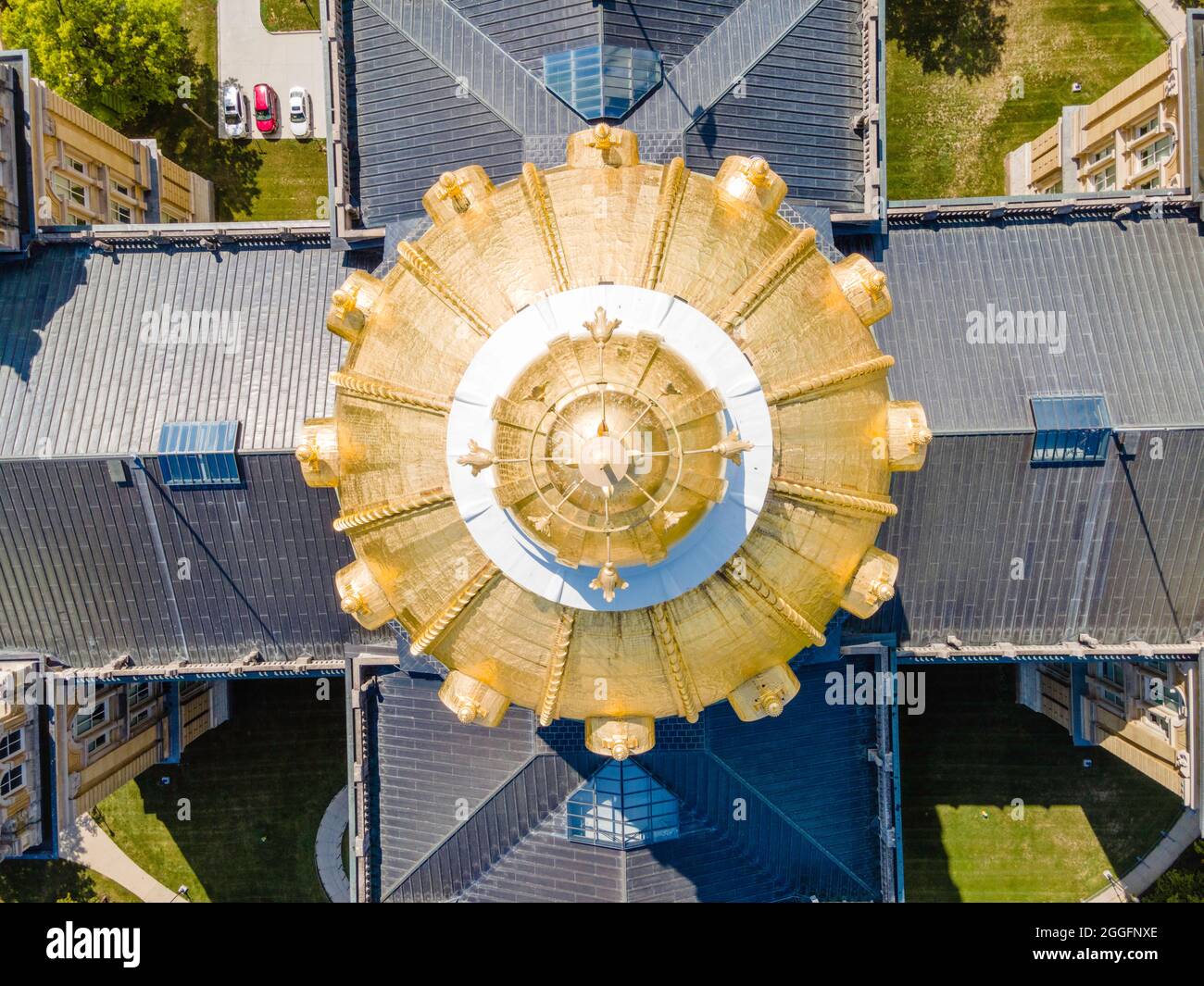 Aerial photograph of the beautiful and ornate gold-leaf covered dome of ...