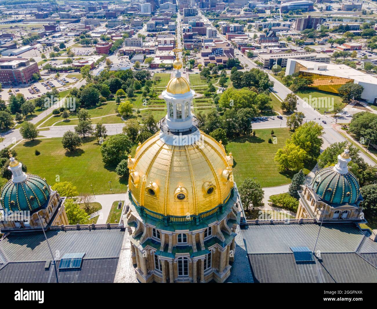 Aerial photograph of the beautiful and ornate gold-leaf covered dome of ...