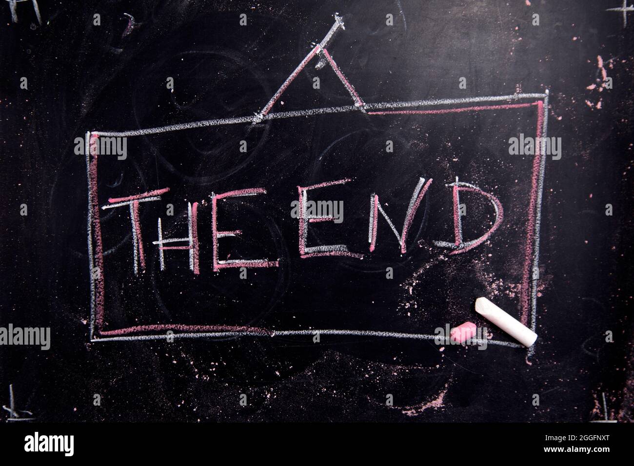 Graphical representation of the word, The End, written with chalk on ...