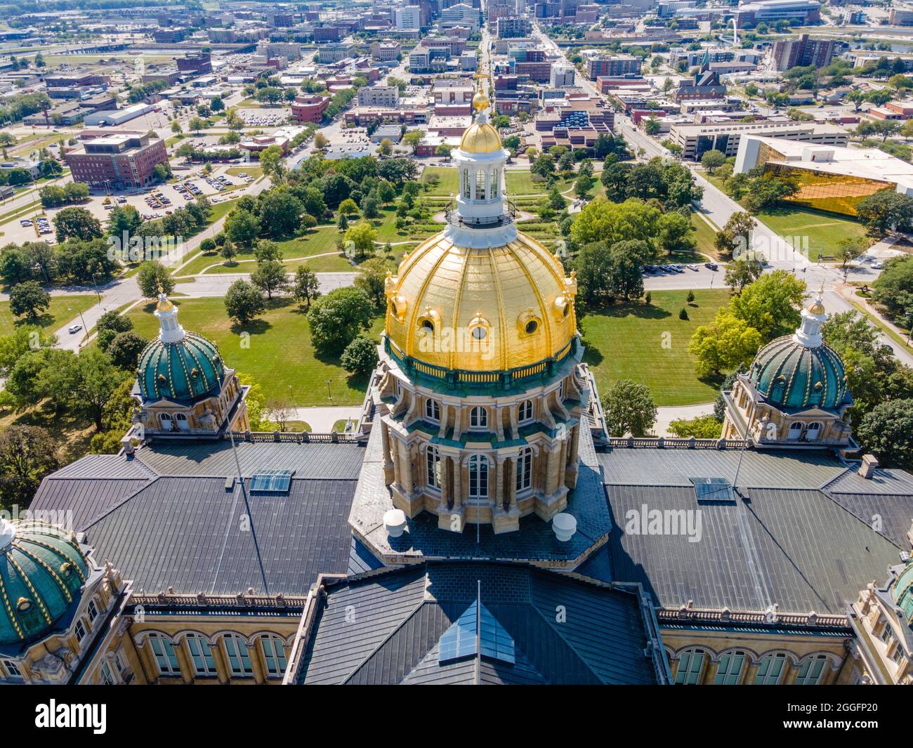 Aerial photograph of the beautiful and ornate gold-leaf covered dome of ...