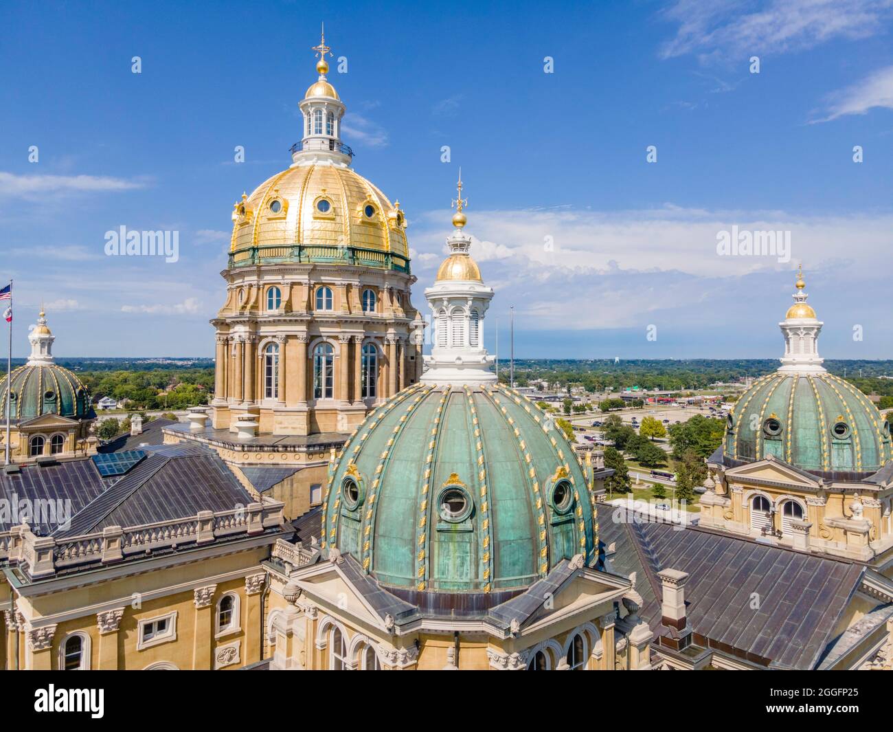 Aerial photograph of the beautiful and ornate gold-leaf covered dome of ...