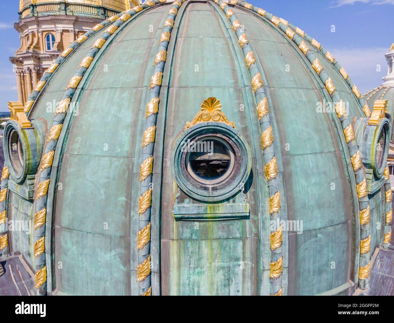 Aerial photograph of the beautiful and ornate gold-leaf covered dome of ...