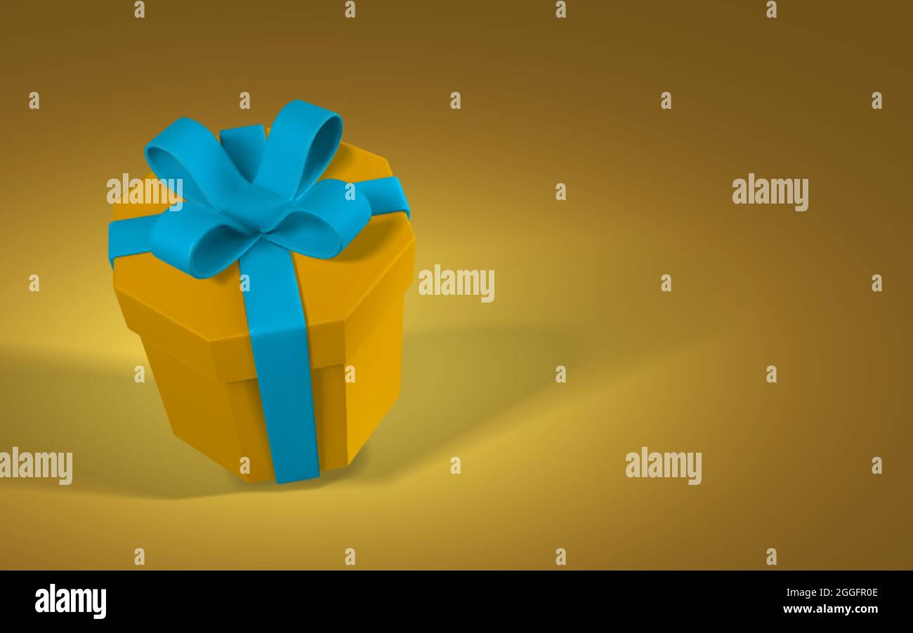 3D realistic gift box with bow. Paper box with shadow isolated on ...