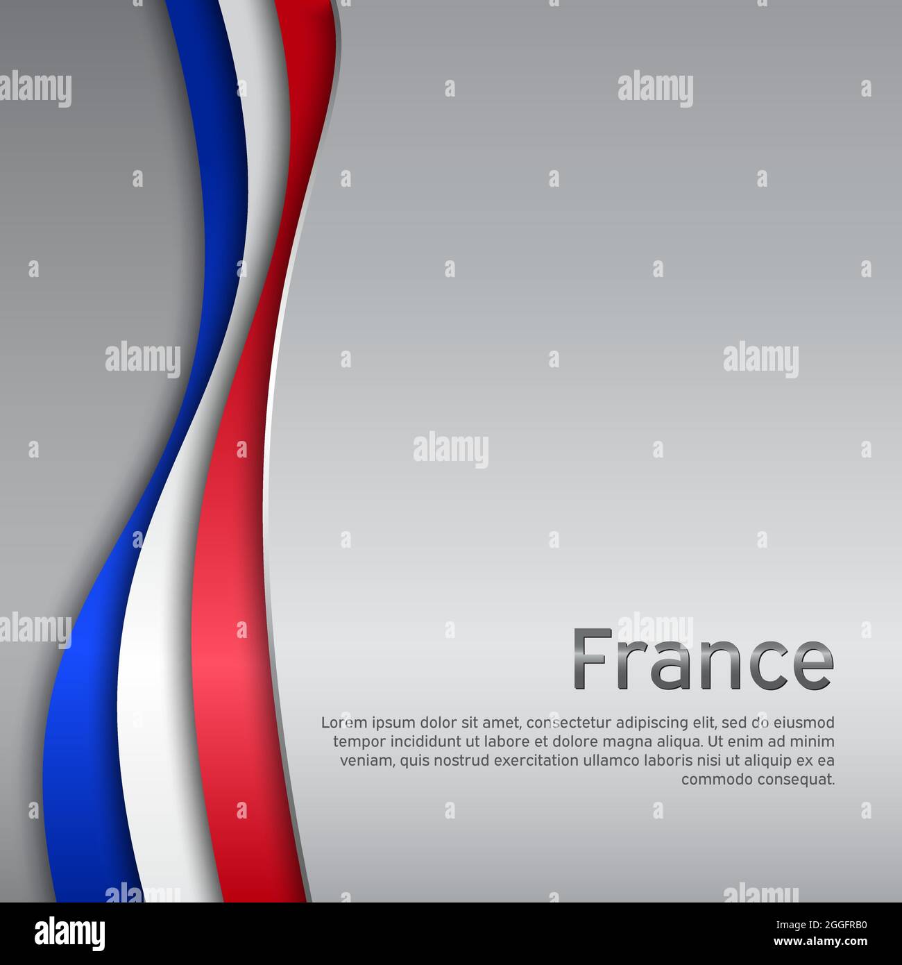 Abstract waving france flag. Paper cut style. Creative metal background ...