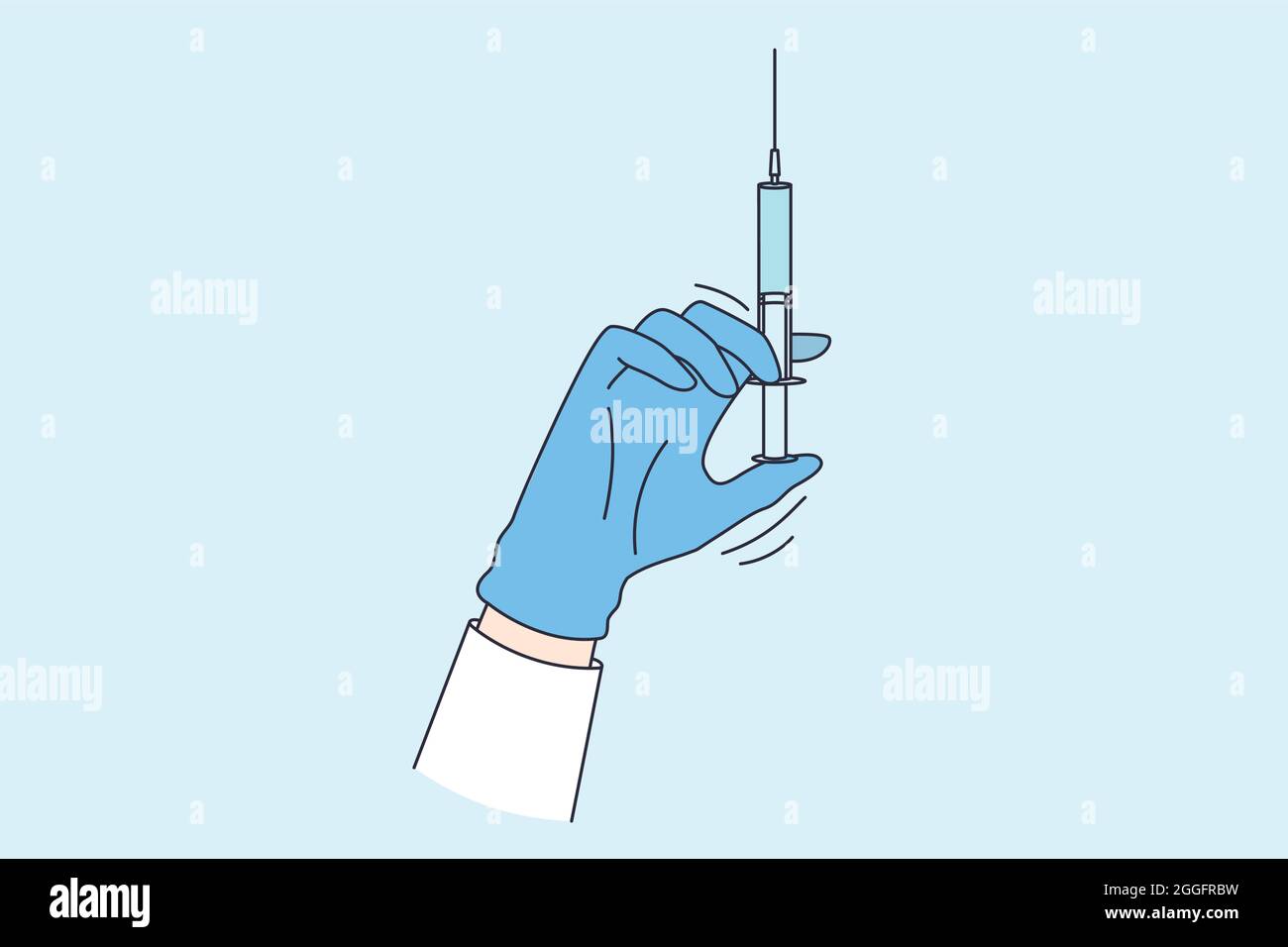 Making injection and vaccination concept. Hand of doctor in blue ...
