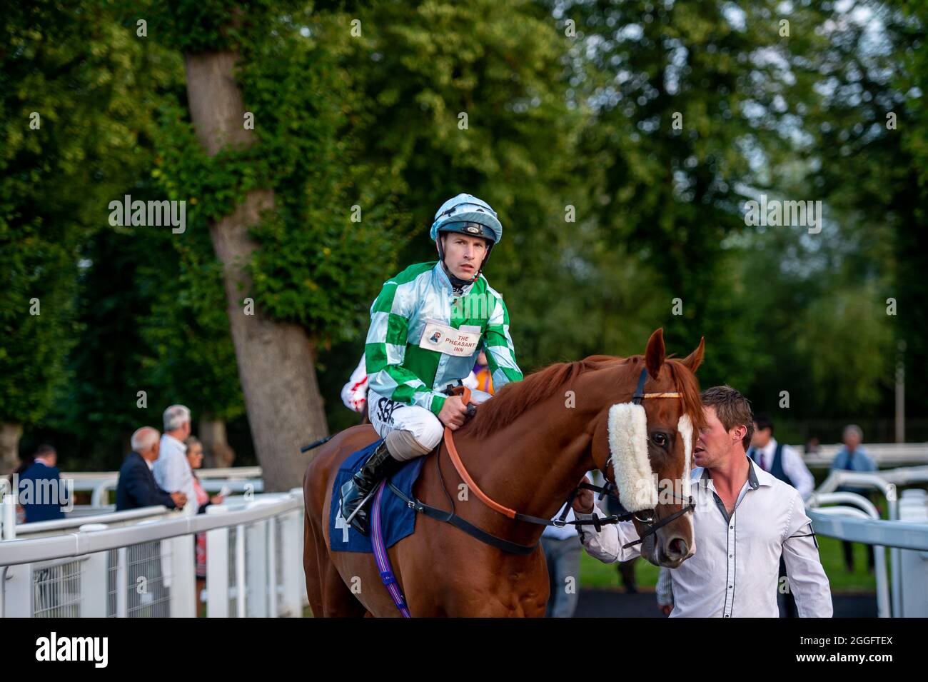 Windsor, Berkshire, UK. 28th August, 2021. Jockey Richard Kingscote on ...
