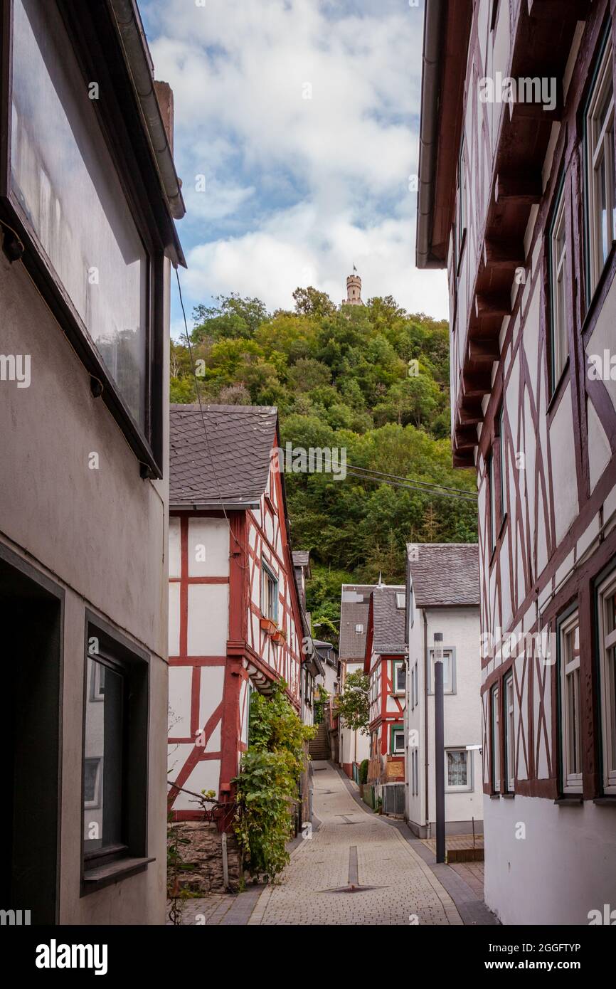 Braubach, Germany August 2021: detailed view of the city of Braubach ...