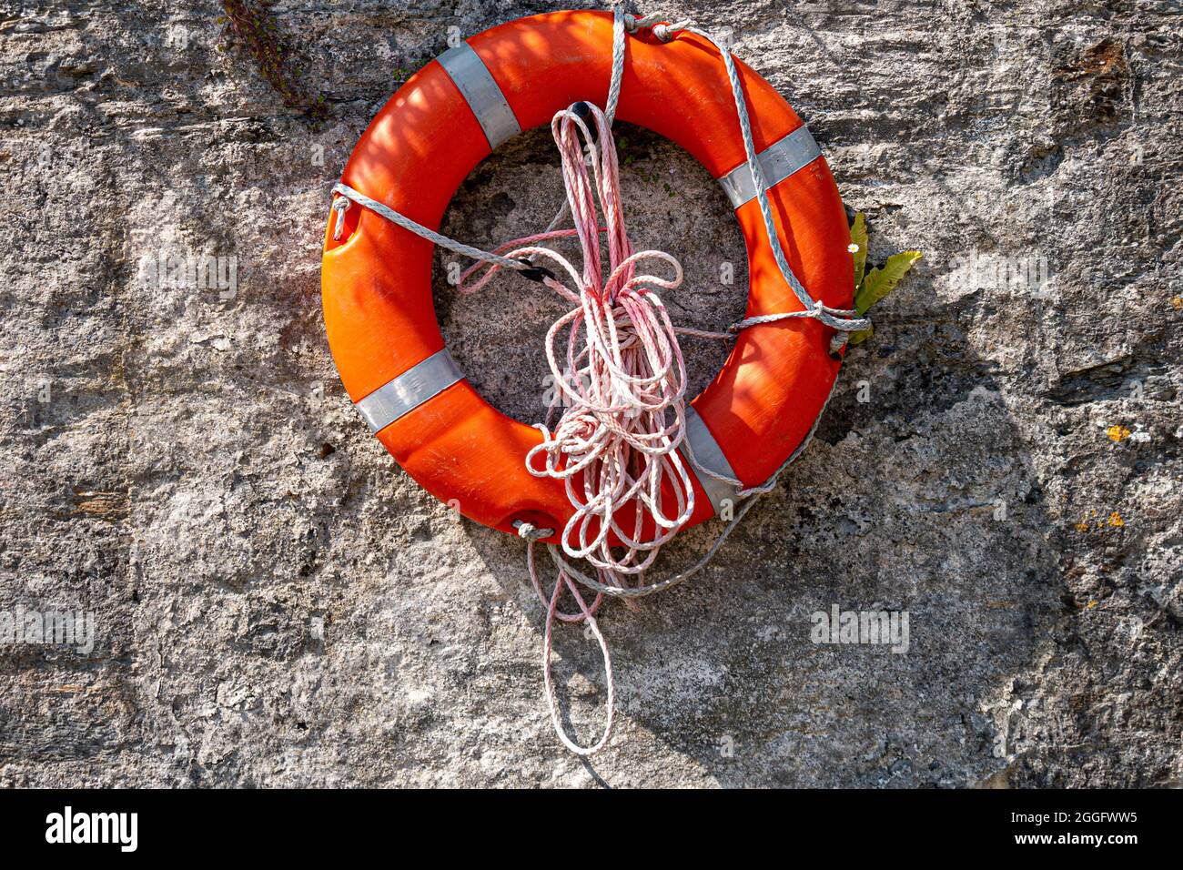 Safety Life Ring - Charlestown Dock, Cornwall, UK Stock Photo - Alamy