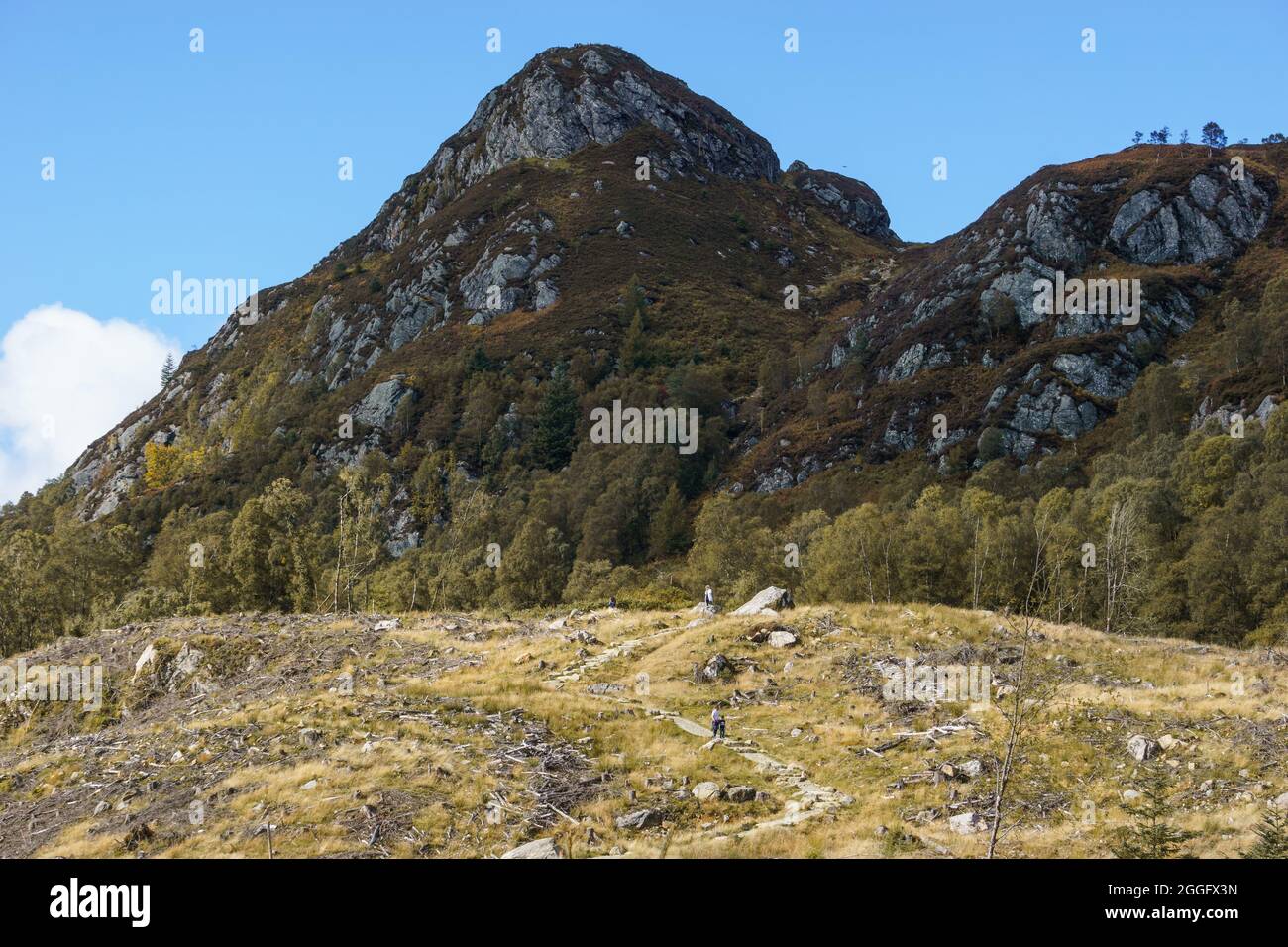 View with hiking trail leads to Ben A'an hill in Trossachs National ...