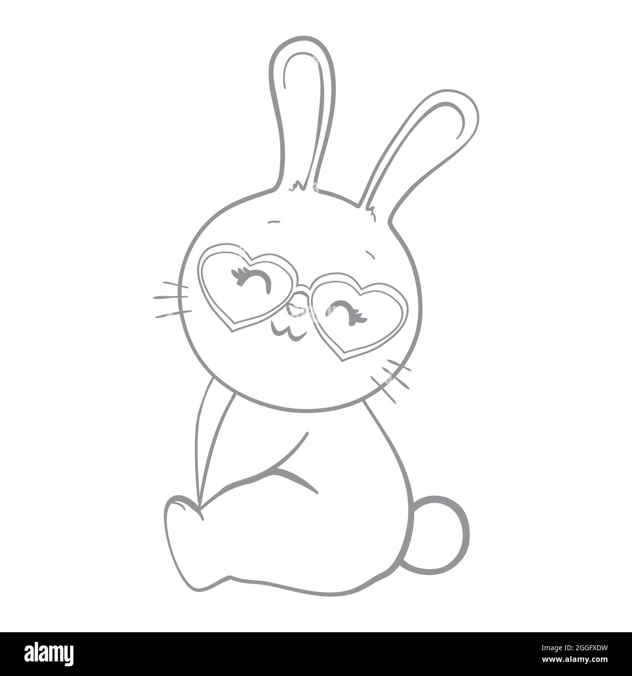Rabbit close-up sketch, contour on a white background looks like ...