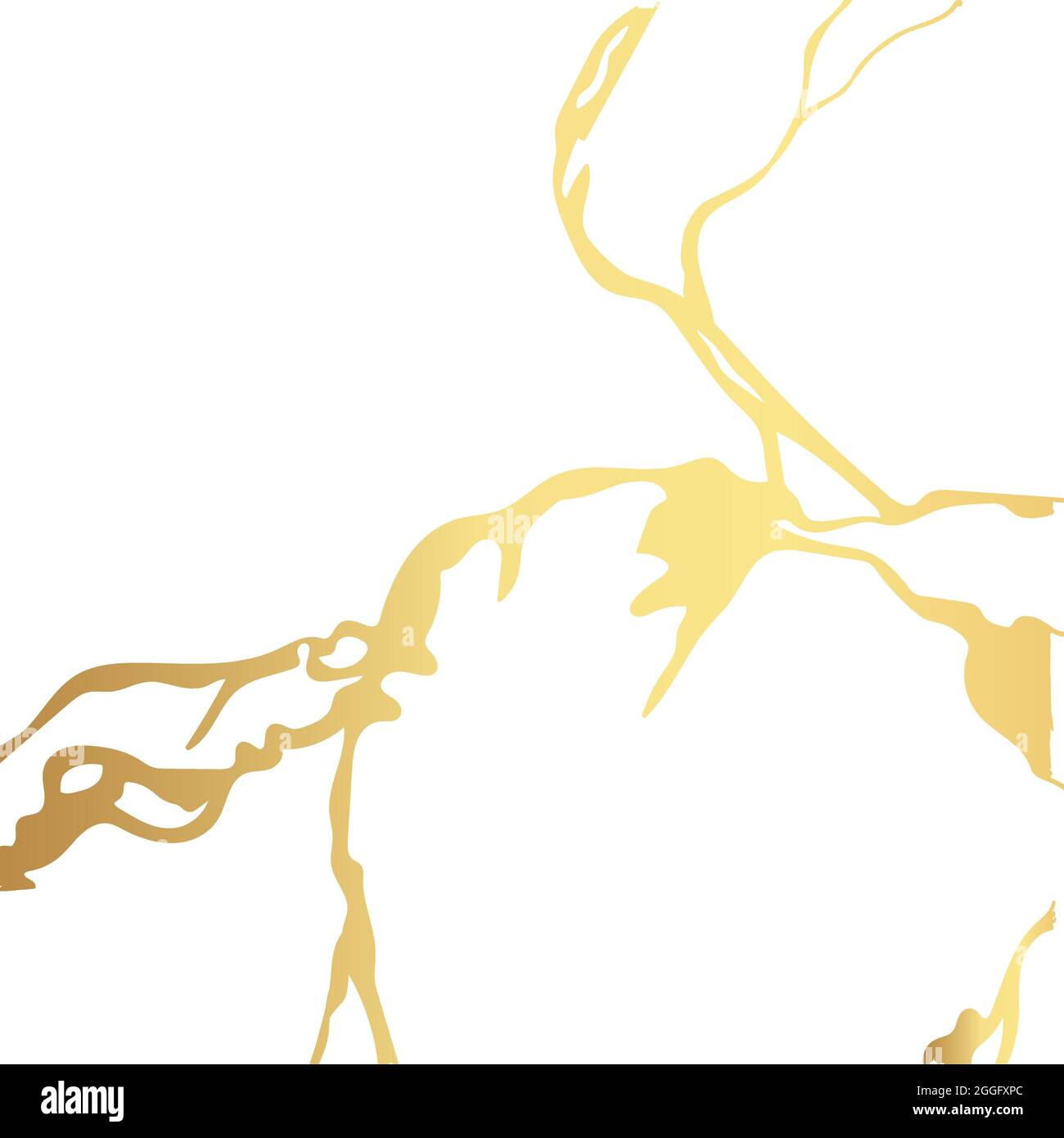 Gold kintsugi crack vector card on white background. Golden texture ...