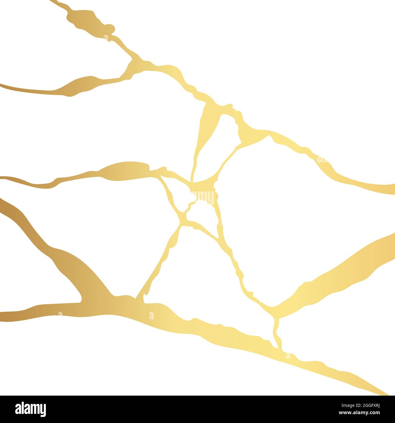 Gold kintsugi crack vector card on white background. Golden texture ...