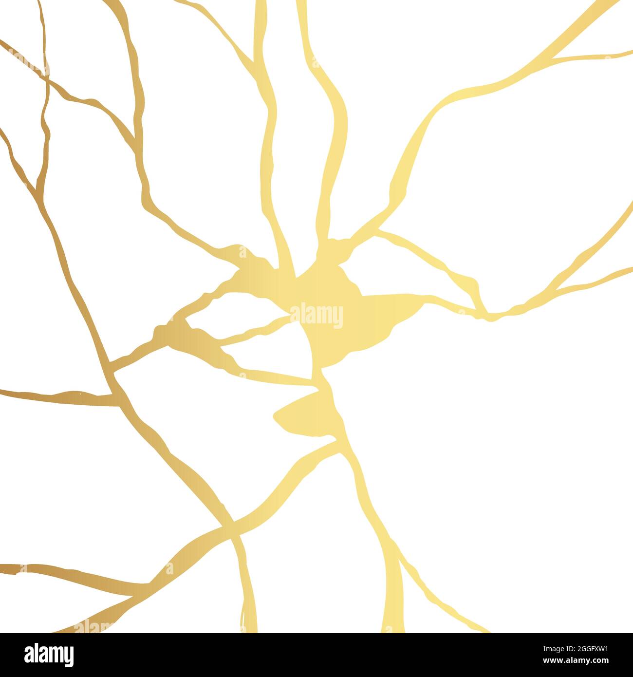 Gold kintsugi crack vector card on white background. Golden texture ...