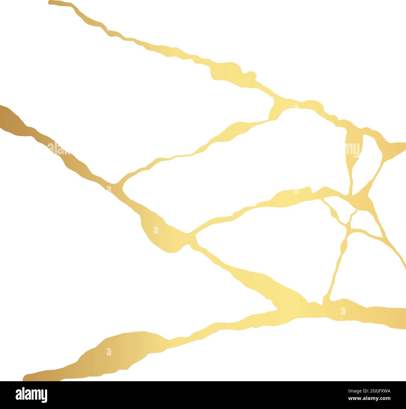Gold kintsugi crack vector card on white background. Golden texture ...