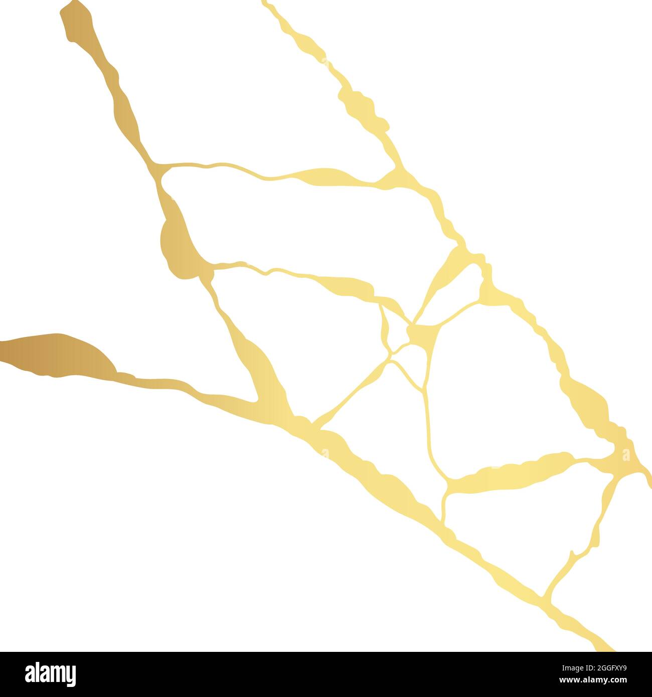 Gold kintsugi crack vector card on white background. Golden texture ...