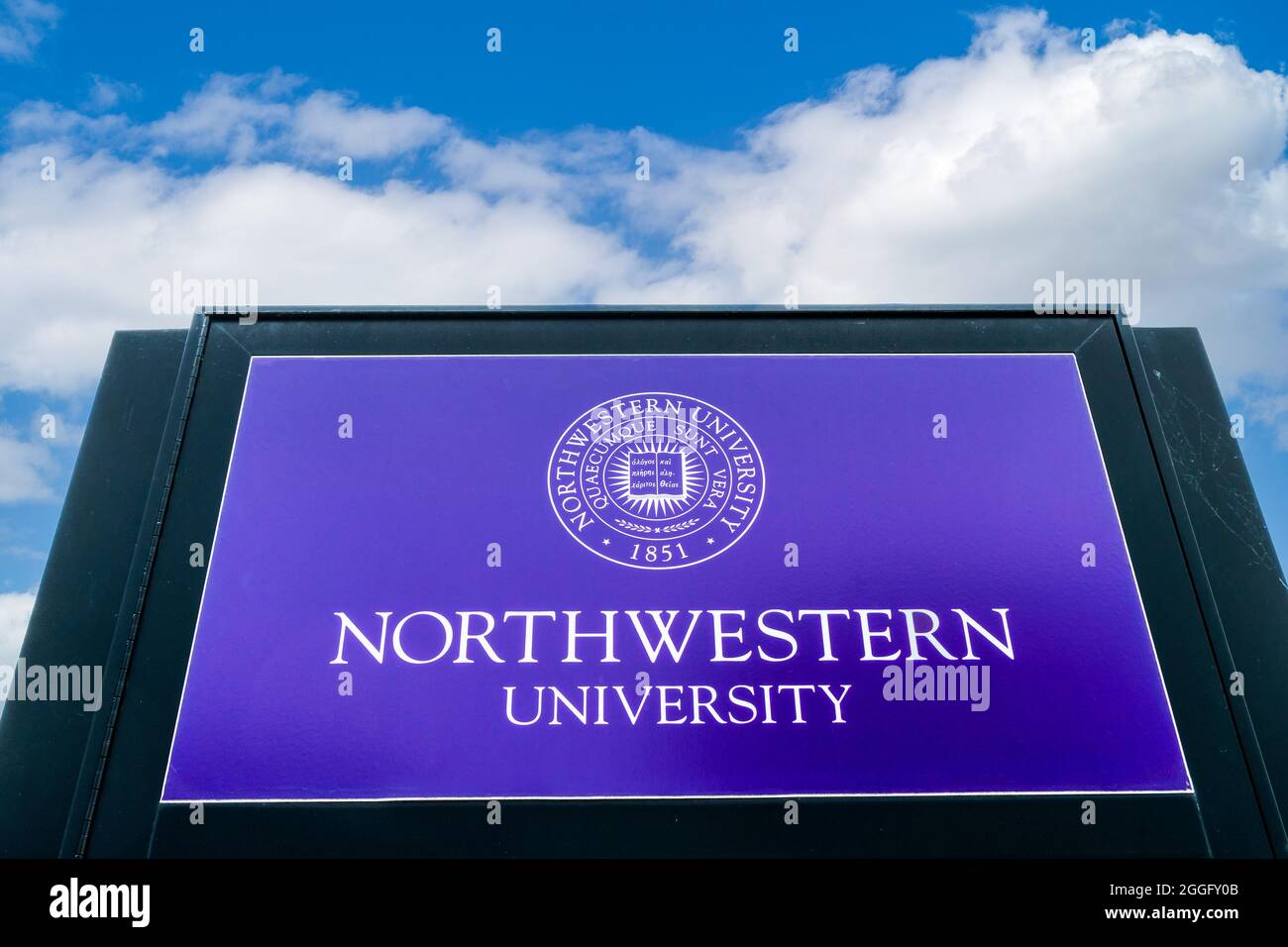 EVANSTON, IL,USA - JUNE 20, 2021 - Entrance sign and trademark logo to ...