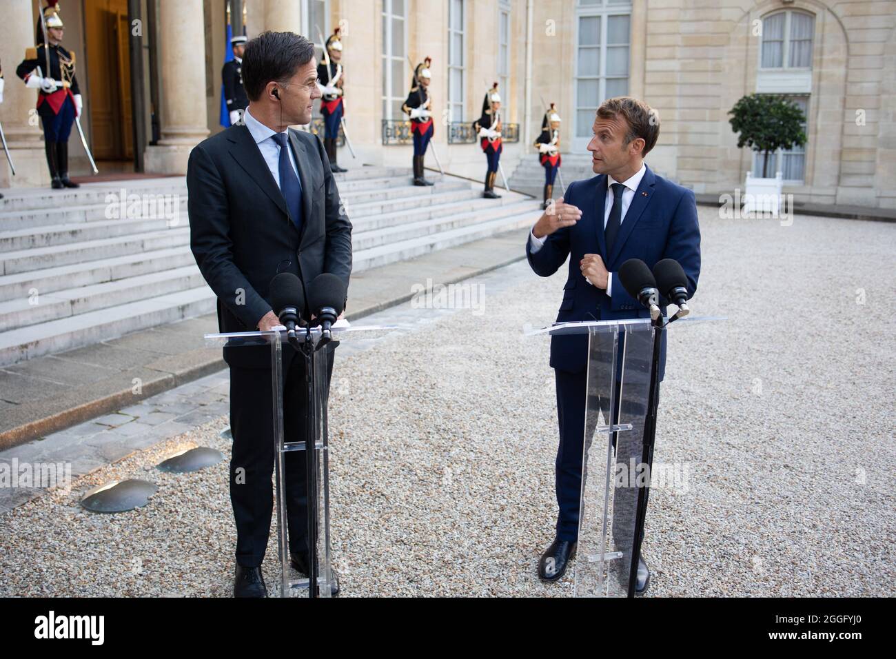 Elysee Palace, Paris, August 31, 2021, French President Emmanuel Macron ...